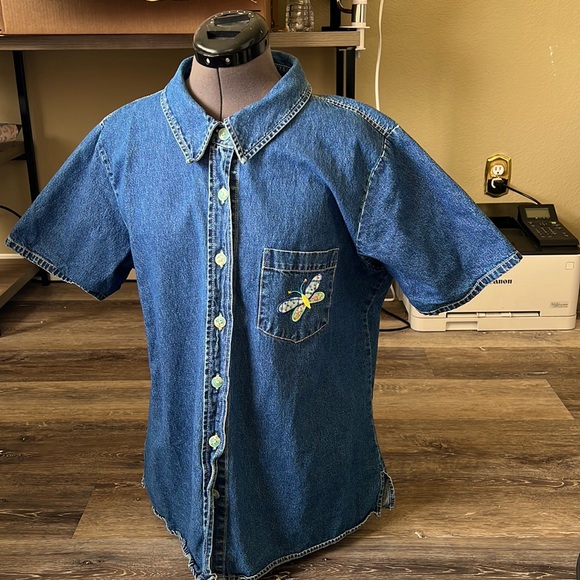 Quacker Factory | Tops | Quacker Factory Vintage Denim Button Down ...